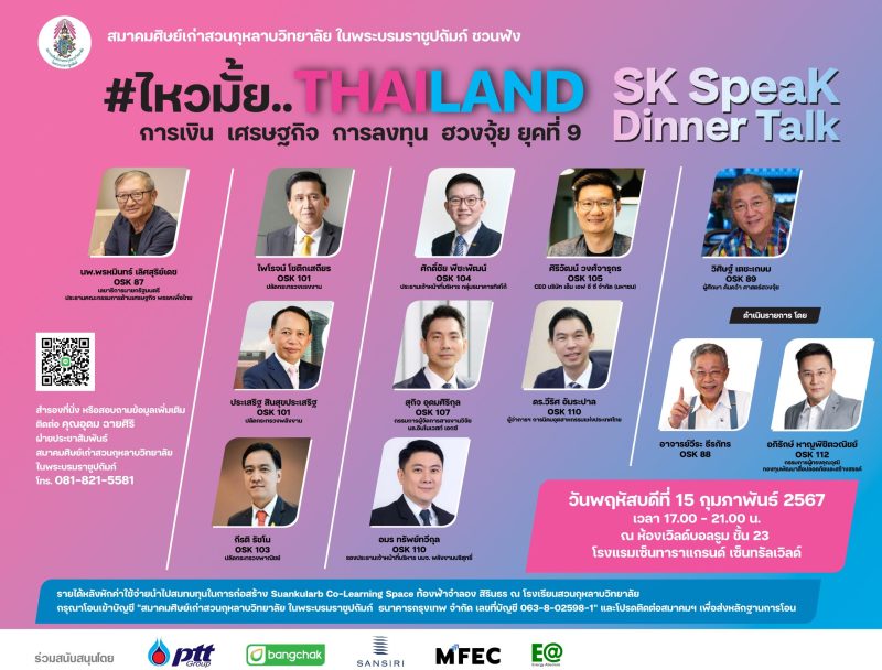 พรุ่งนี้แล้ว! SK SpeaK Dinner Talk พูดคุยเสวนา 'การเงิน เศรษฐกิจ การ ...
